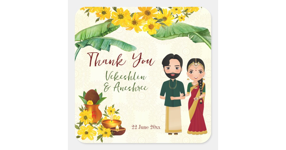 Telugu Tamil South Indian wedding Square Sticker | Zazzle