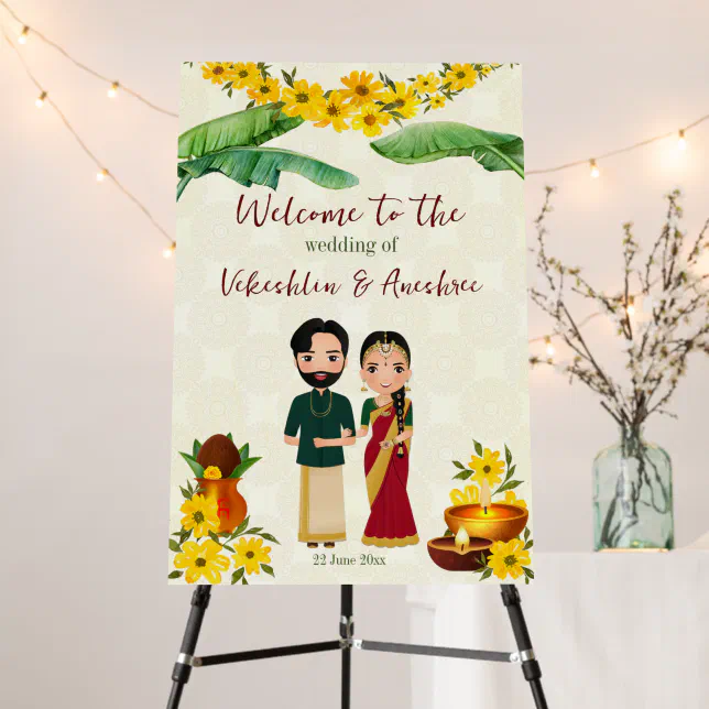 Telugu Tamil South Indian wedding welcome Foam Board | Zazzle