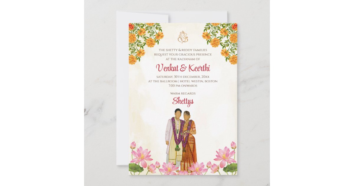 Telugu wedding cards & Tamil wedding invites | Zazzle
