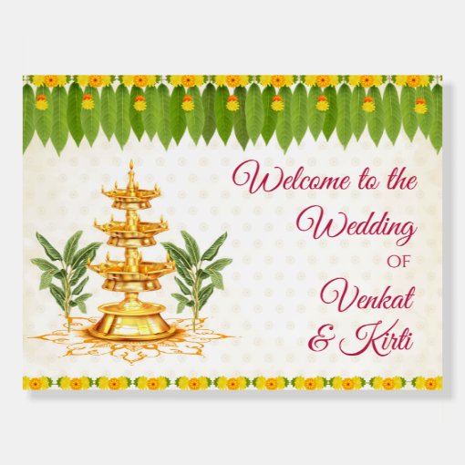 Telugu Wedding welcome sign as Tamil Welcome sign | Zazzle