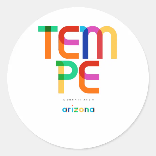 Tempe Arizona Mid Century, Pop Art, Classic Round Sticker | Zazzle