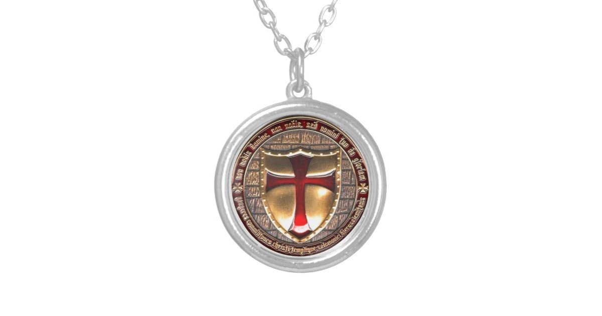 TEMPLAR COIN. SILVER PLATED NECKLACE | Zazzle