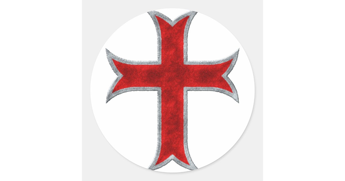 Templar Cross Classic Round Sticker | Zazzle