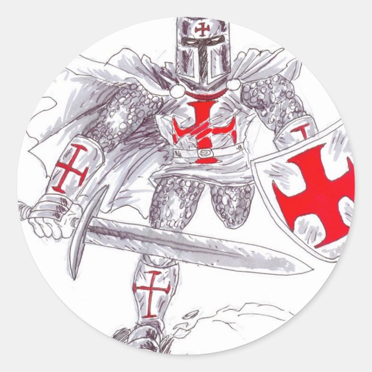 Templar Knight Art Classic Round Sticker | Zazzle