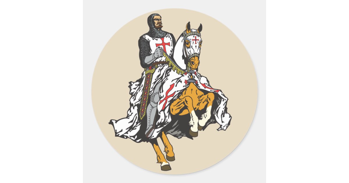 Templar knight classic round sticker | Zazzle