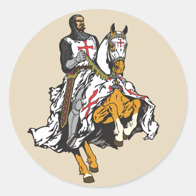 Templar knight classic round sticker | Zazzle