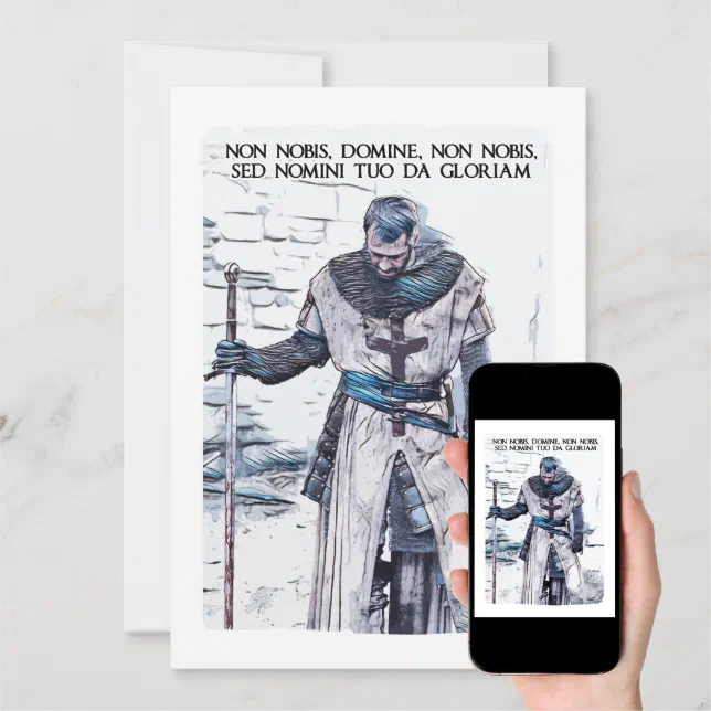 Templar Knight motto abstract portrait Holiday Card | Zazzle
