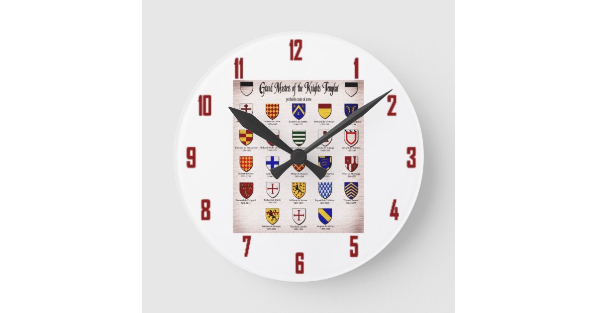 Templar Master Heraldry Round Clock | Zazzle