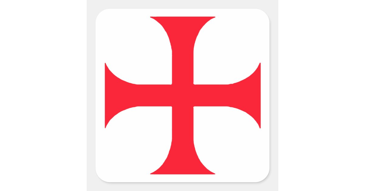 Templar red cross square sticker | Zazzle