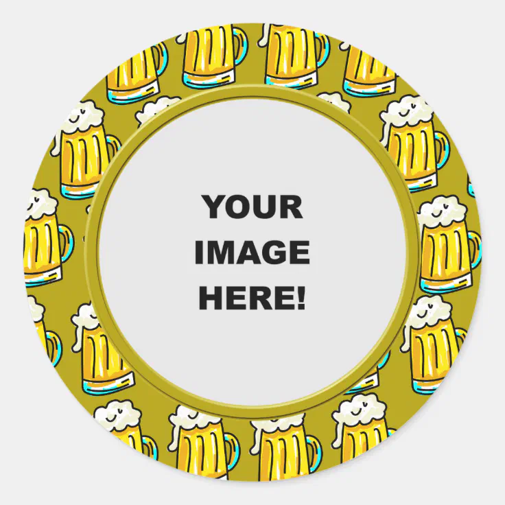 Template, Beer Border Classic Round Sticker | Zazzle