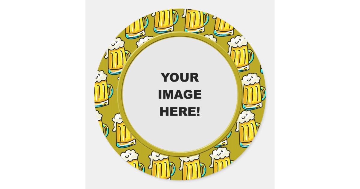 Template, Beer Border Classic Round Sticker | Zazzle