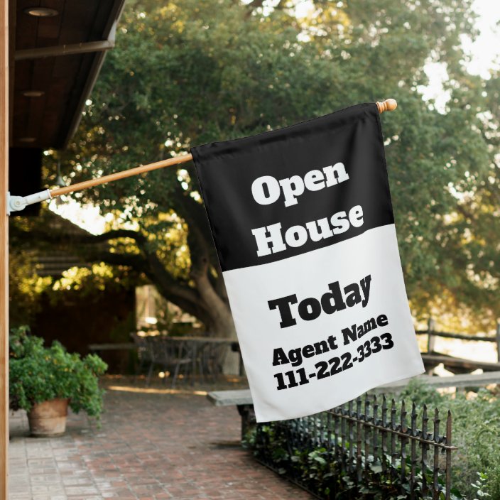 Template Black and White Real Estate Open House Flag | Zazzle.com