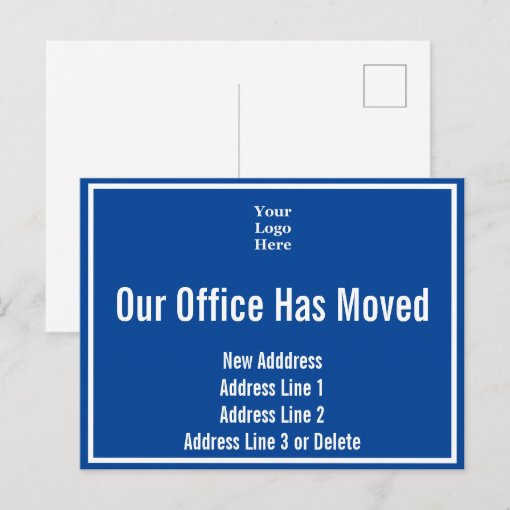 Template Blue and White Office Moving Announcement Postcard | Zazzle
