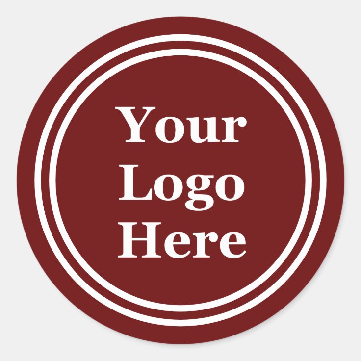 Template Dark Red and White Your Logo Here Classic Round Sticker | Zazzle