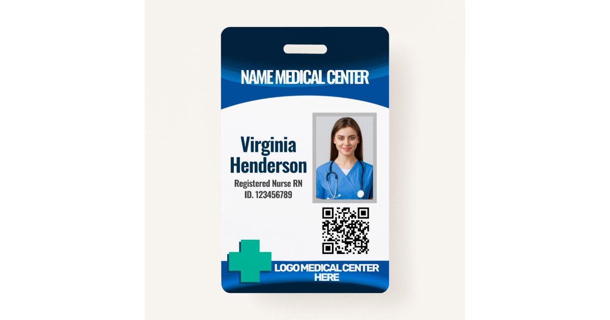Template Employee Photo Nurse ID Badge | Zazzle