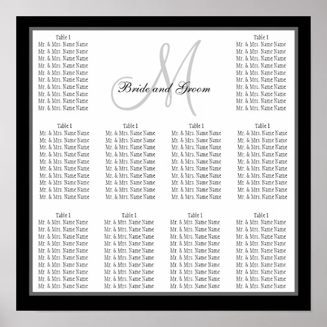 Template Monogram Wedding Seating Chart | Zazzle