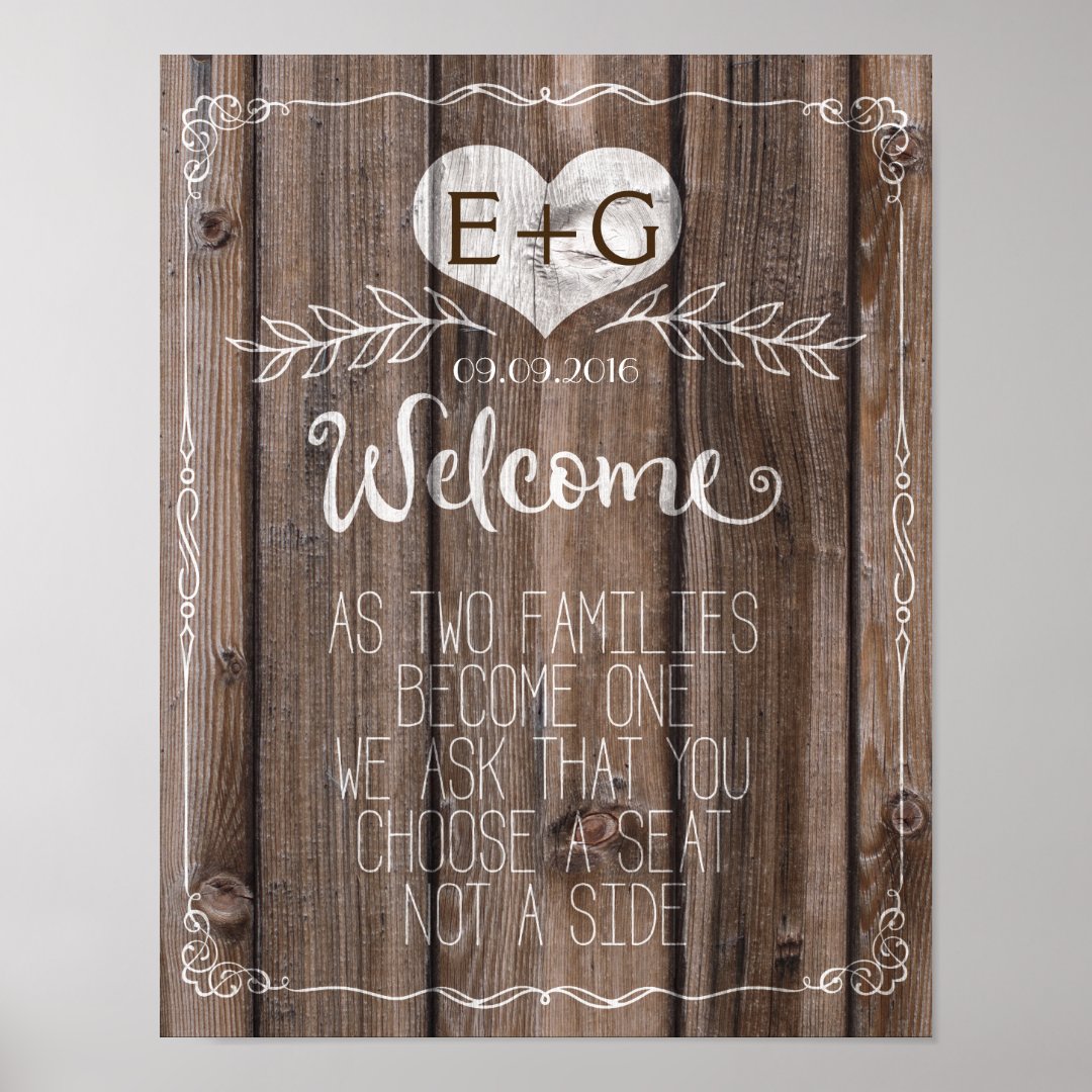 Template rustic wood welcome wedding sign Print | Zazzle
