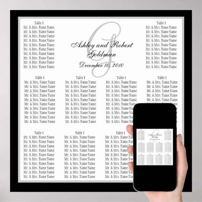 Template Wedding Seating Chart Monogram Names | Zazzle