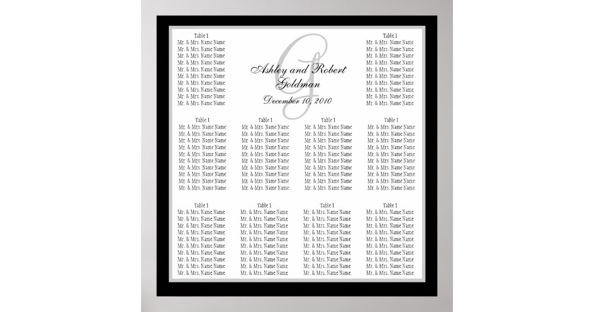 Template Wedding Seating Chart Monogram Names | Zazzle