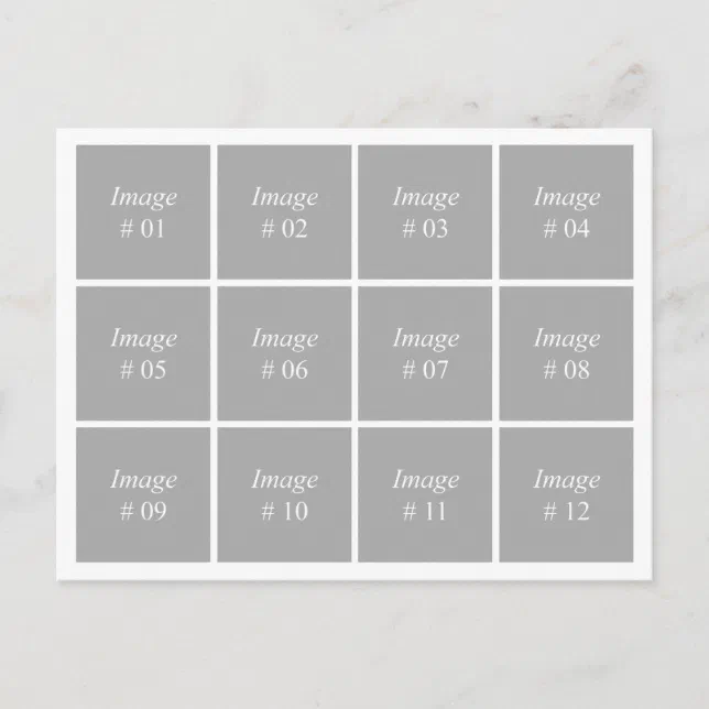 template with 12 square images postcard | Zazzle