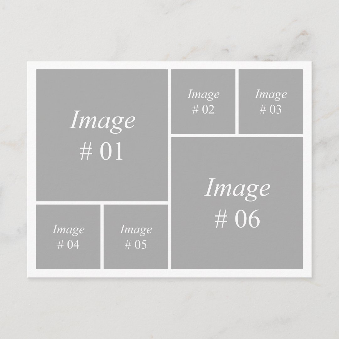 template with 6 square images postcard | Zazzle