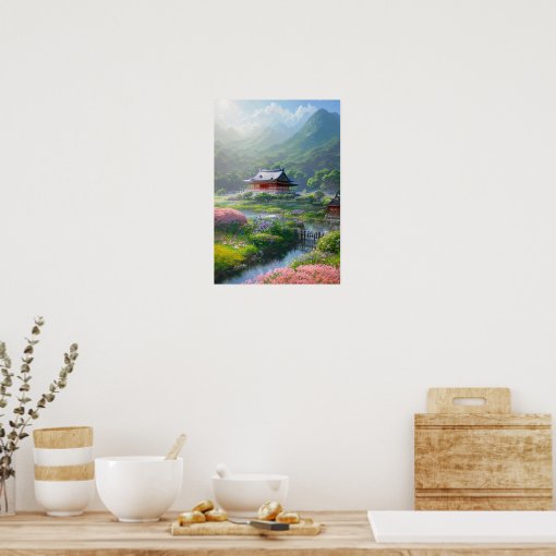 Temple and Beautiful Nature Poster | Zazzle