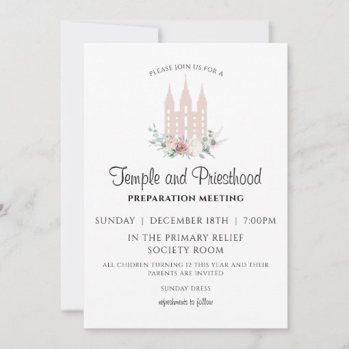 Temple and Priesthood Preparation Invitation | Zazzle
