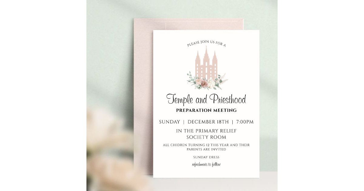 Temple and Priesthood Preparation Invitation | Zazzle