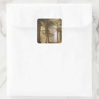 Temple in Ruins Square Sticker | Zazzle