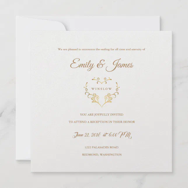 Temple Wedding Reception Card Fancy Gold Heart | Zazzle