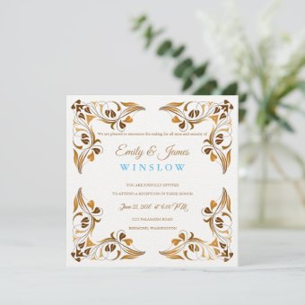 Temple Wedding Reception Card Fancy Leaf Borders | Zazzle