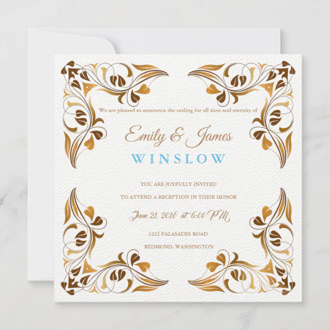 Temple Wedding Reception Card Fancy Leaf Borders | Zazzle