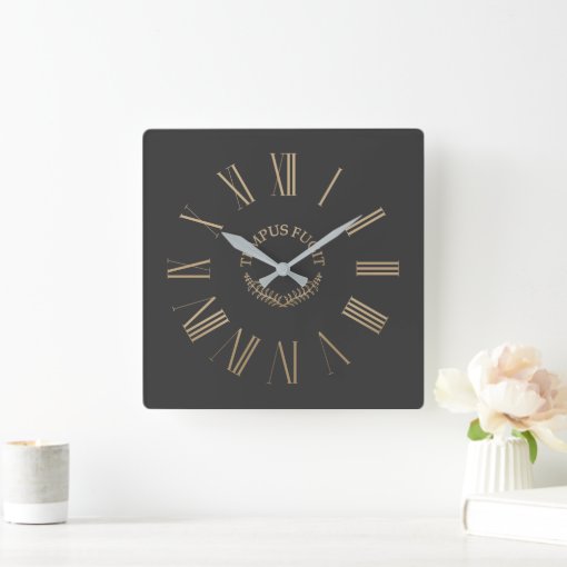 Tempus Fugit Black Acrylic Wall Clock | Zazzle