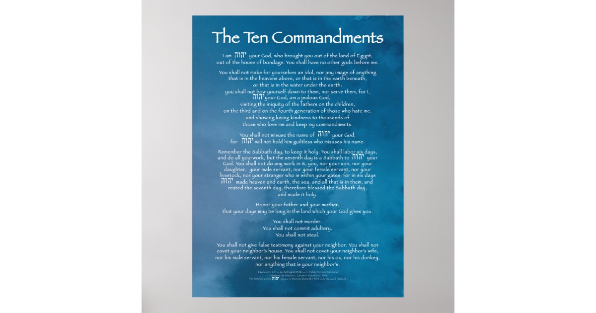 Ten Commandments Blue Poster | Zazzle