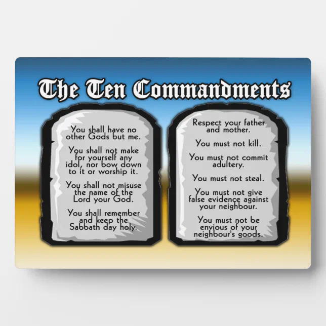 Ten Commandments of the Holy Bible, God's Law Plaque | Zazzle