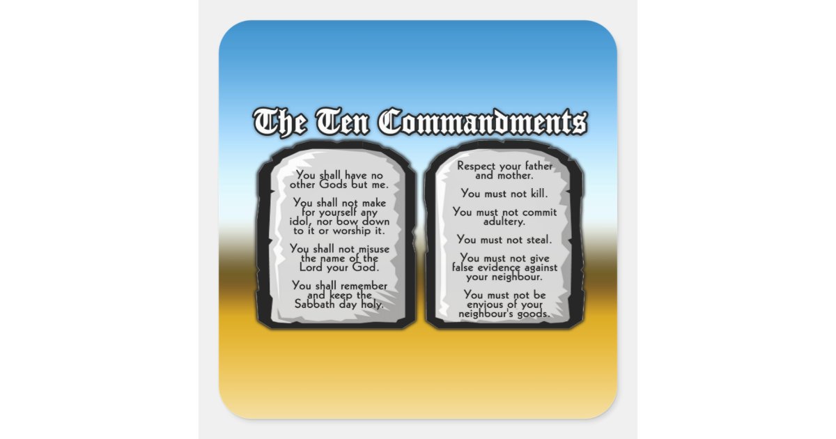 Ten Commandments of the Holy Bible, God's Law Square Sticker | Zazzle