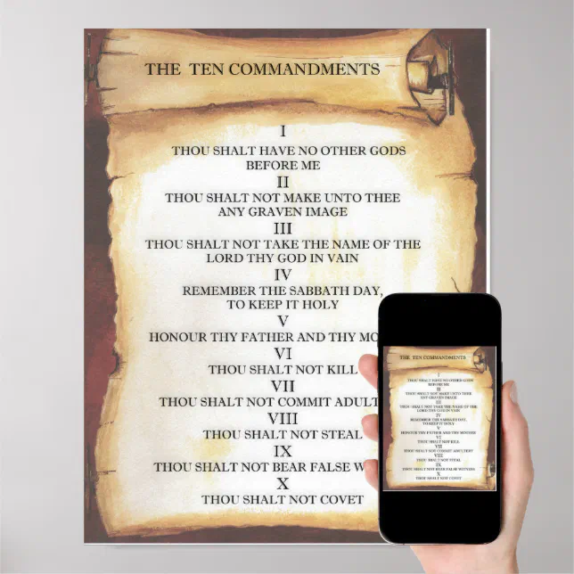 Ten Commandments on Parchment Scroll Poster | Zazzle