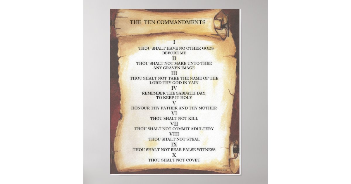 Ten Commandments on Parchment Scroll Poster | Zazzle