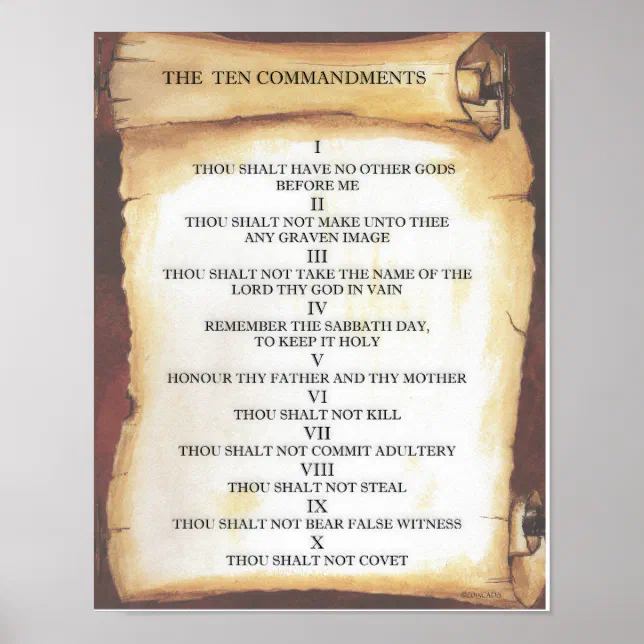 Ten Commandments on Parchment Scroll Poster | Zazzle