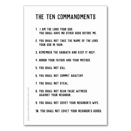 Ten Commandments Prayer Card | Zazzle