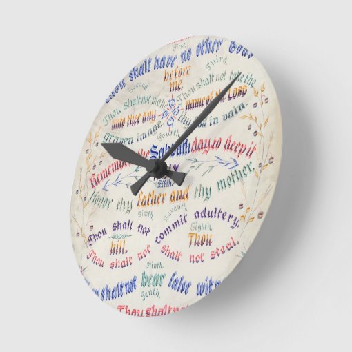 Ten Commandments Round Clock | Zazzle
