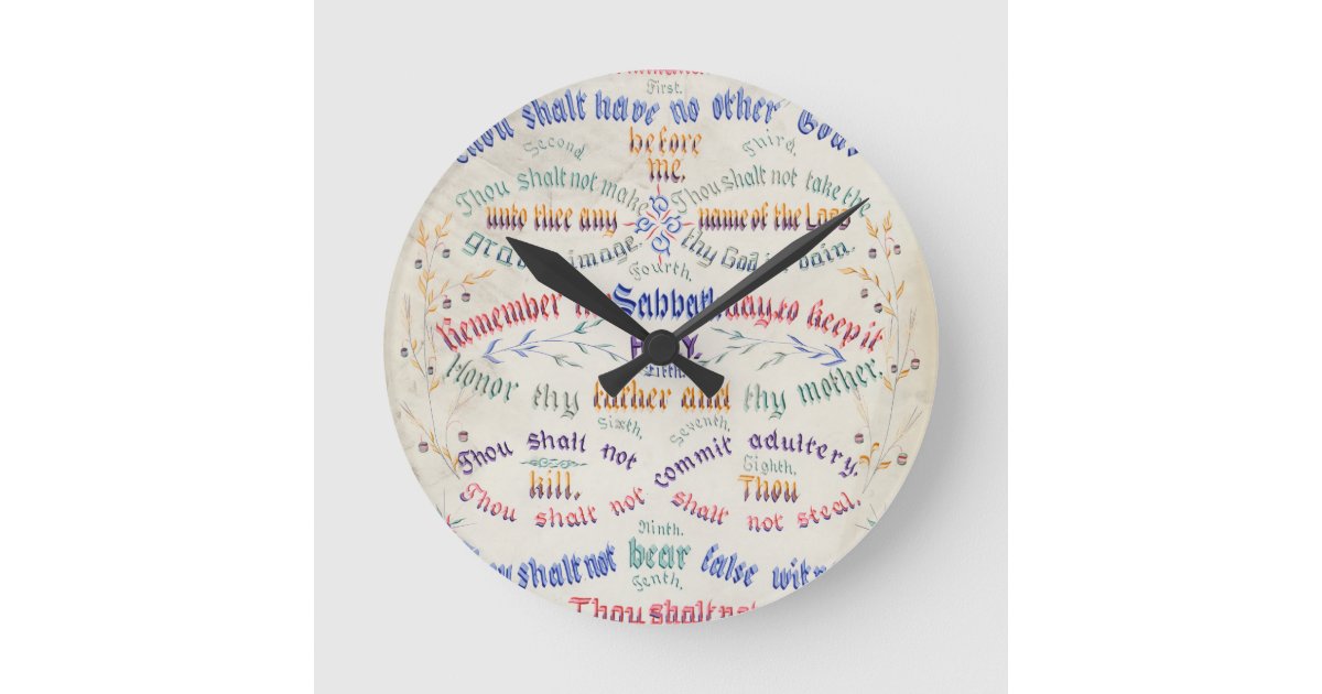 Ten Commandments Round Clock | Zazzle