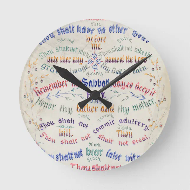 Ten Commandments Round Clock | Zazzle