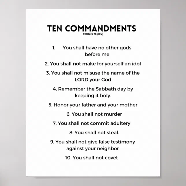 Ten Commandments White Background Poster | Zazzle