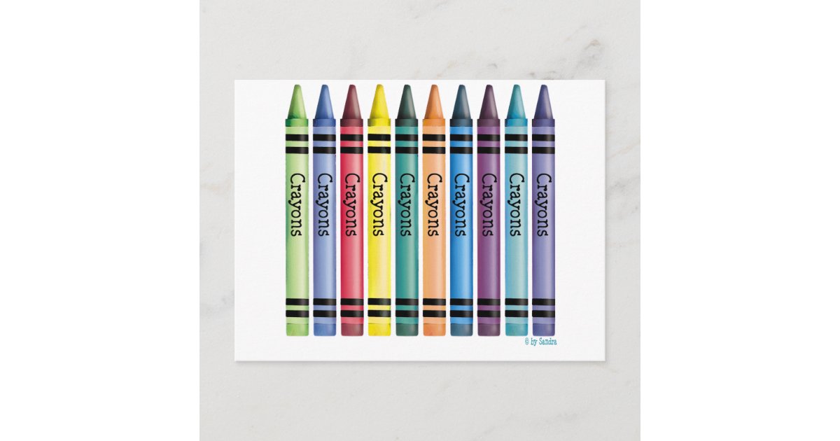 Ten Crayons Postcard | Zazzle