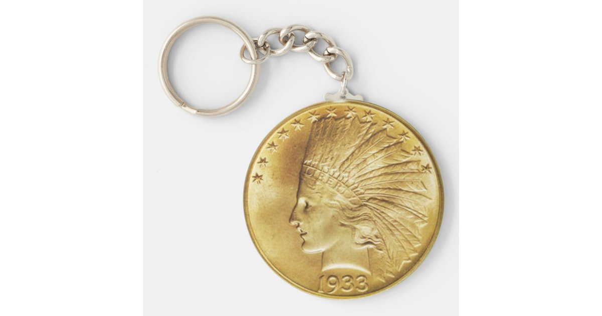 Ten Dollar Gold Indian Coin Keychain | Zazzle.com