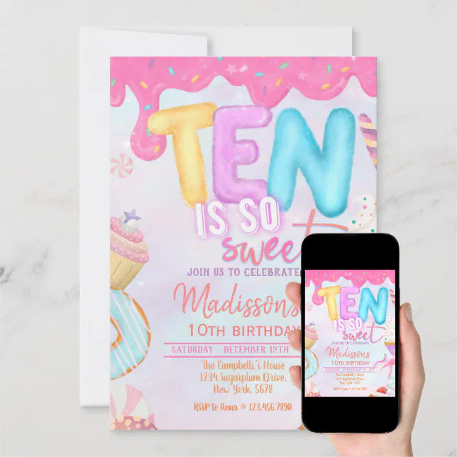 ten is so sweet invitation | Zazzle