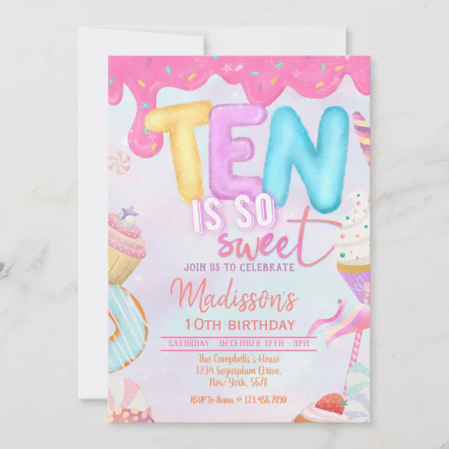 ten is so sweet invitation | Zazzle