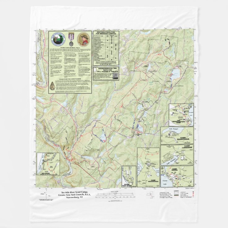 Ten Mile River Scout Camps Trail Map Blanket | Zazzle