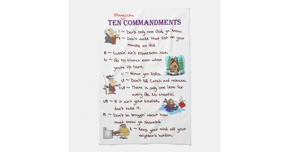 Ten Minnesota Commandments Towel | Zazzle